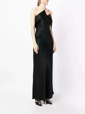 Michelle Mason Bias-cut One-shoulder Gown - Black