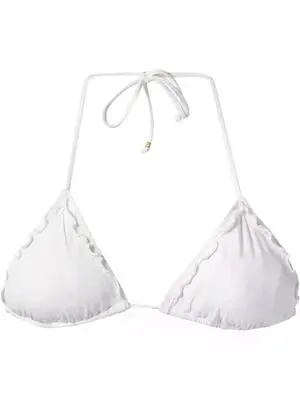 AMIR SLAMA Ruffled Trim Triangle Bikini Top - White