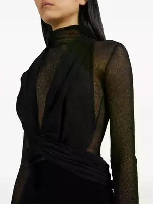 FERRAGAMO High-neck Semi-sheer Bodysuit