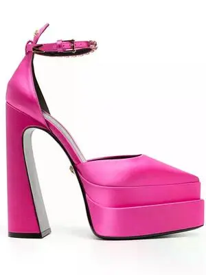 Versace Satin Pumps With Crystal Embellishments