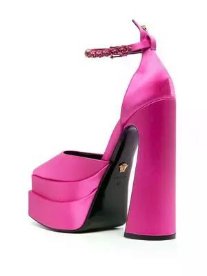 Versace Satin Pumps With Crystal Embellishments