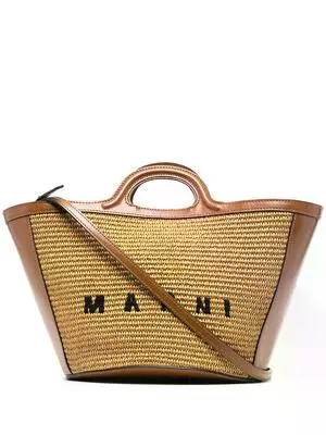 Marni Small Tropicalia Logo-embroidered Bag - Neutrals