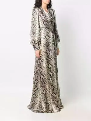 Philipp Plein Python-print Silk Long Dress