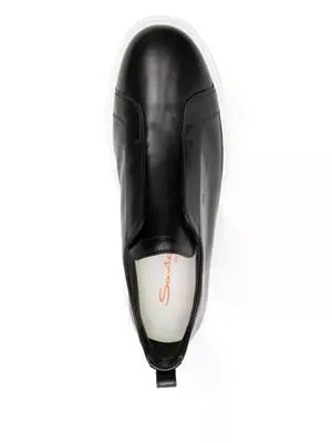 Santoni Slip-on Leather Sneakers - Black