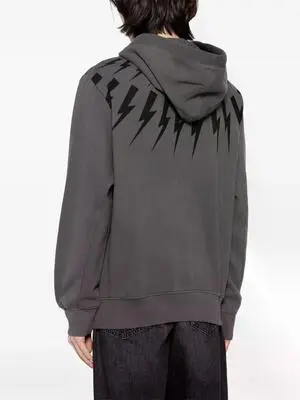 Neil Barrett Thunderbolt-print Cotton Hoodie - Grey