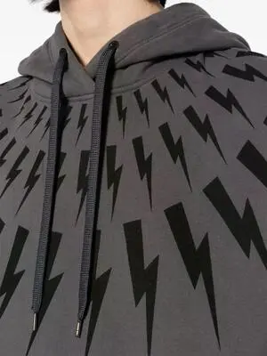 Neil Barrett Thunderbolt-print Cotton Hoodie - Grey