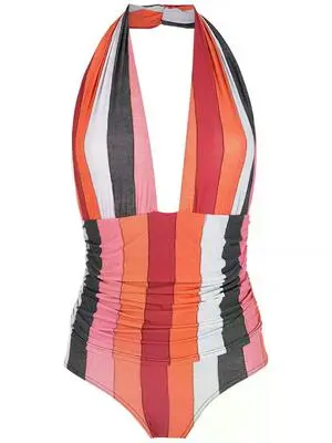 AMIR SLAMA Colour-block Halterneck Swimsuit - Multicolour