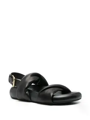 Marni Logo-print Leather Sandals - Black