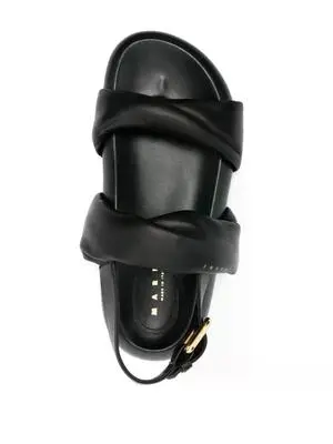 Marni Logo-print Leather Sandals - Black