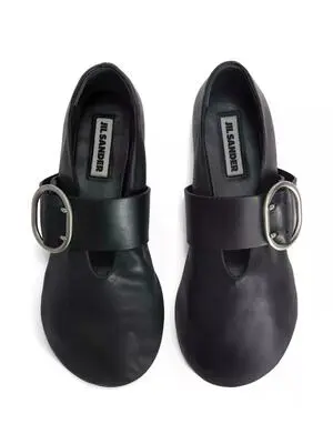 JIL SANDER Leather Ballerina Shoes - Black