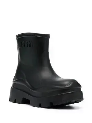 MSGM Logo-embossed Ankle Boots - Black