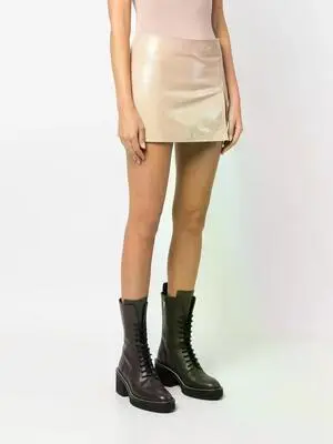 MANOKHI Side Slit Mini Leather Skirt