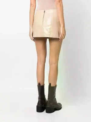 MANOKHI Side Slit Mini Leather Skirt