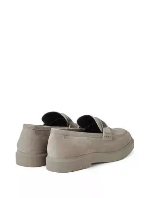 Brunello Cucinelli Monili Detail Suede Penny Loafers - Neutrals