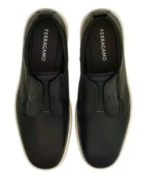 FERRAGAMO Derby Slip-on Leather Sneakers - Black