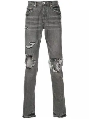 PURPLE BRAND Faded Distressed Slim-cut Jeans