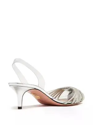 AQUAZZURA 50mm Gatsby Pumps With Crystal Embellishment - Silver