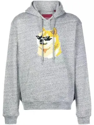 MOSTLY HEARD RARELY SEEN 8-BIT Dogcoin Graphic Print Hoodie - Grey
