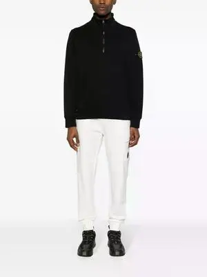Stone Island Compass-patch Zip-up Sweatshirt - Black
