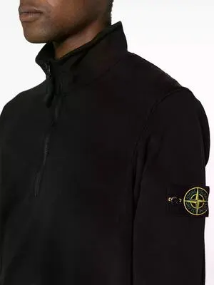 Stone Island Compass-patch Zip-up Sweatshirt - Black