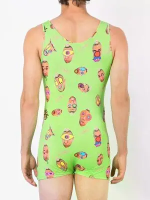 AMIR SLAMA Abstract-print Sleeveless Bodysuit