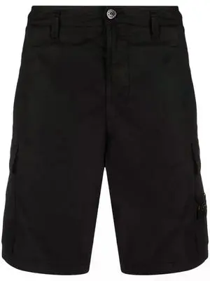 Stone Island Compass-patch Cargo Bermuda Shorts - Black