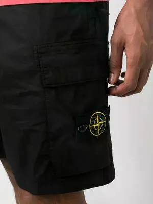 Stone Island Compass-patch Cargo Bermuda Shorts - Black