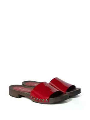 Miu Miu Leather Slides - Red