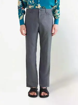 Etro Virgin Wool Straight-leg Trousers - Grey