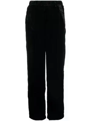 Gold Hawk Velvet Straight Leg Trousers - Black