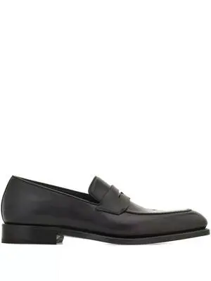 FERRAGAMO Tramezza Leather Loafers - Black