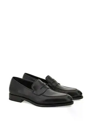 FERRAGAMO Tramezza Leather Loafers - Black