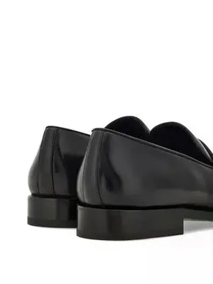 FERRAGAMO Tramezza Leather Loafers - Black