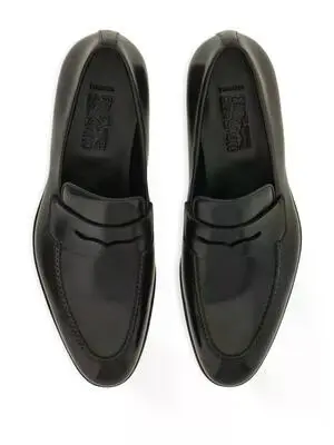 FERRAGAMO Tramezza Leather Loafers - Black