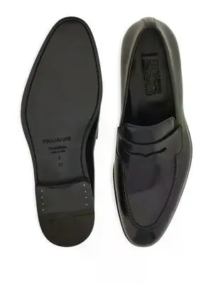 FERRAGAMO Tramezza Leather Loafers - Black