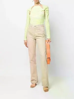 Jacquemus Check-print Cut-out Bodysuit - Green