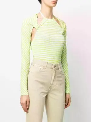 Jacquemus Check-print Cut-out Bodysuit - Green