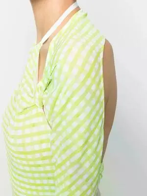 Jacquemus Check-print Cut-out Bodysuit - Green