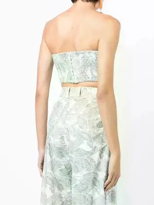 BAMBAH Palm Leaf-print Bustier Top