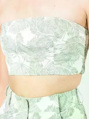 BAMBAH Palm Leaf-print Bustier Top