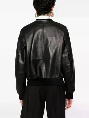 JIL SANDER Leather Bomber Jacket - Black