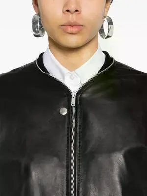 JIL SANDER Leather Bomber Jacket - Black