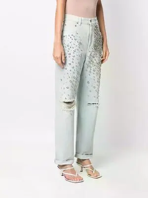 GOLDEN GOOSE Cabochon-crystal Bleached Jeans