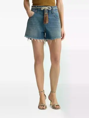 Liu Jo Raw Edge Denim Shorts With Tassel Belt