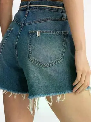 Liu Jo Raw Edge Denim Shorts With Tassel Belt