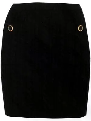 Alessandra Rich Cable-knit Wool Mini Skirt - Black