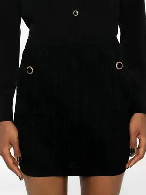 Alessandra Rich Cable-knit Wool Mini Skirt - Black