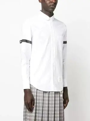 Thom Browne Grosgrain-armband Cotton Shirt - White