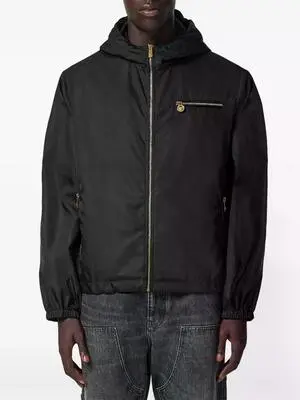 Versace Zip-up Hooded Windbreaker Jacket - Black