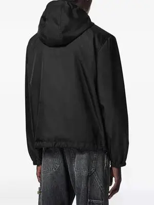 Versace Zip-up Hooded Windbreaker Jacket - Black